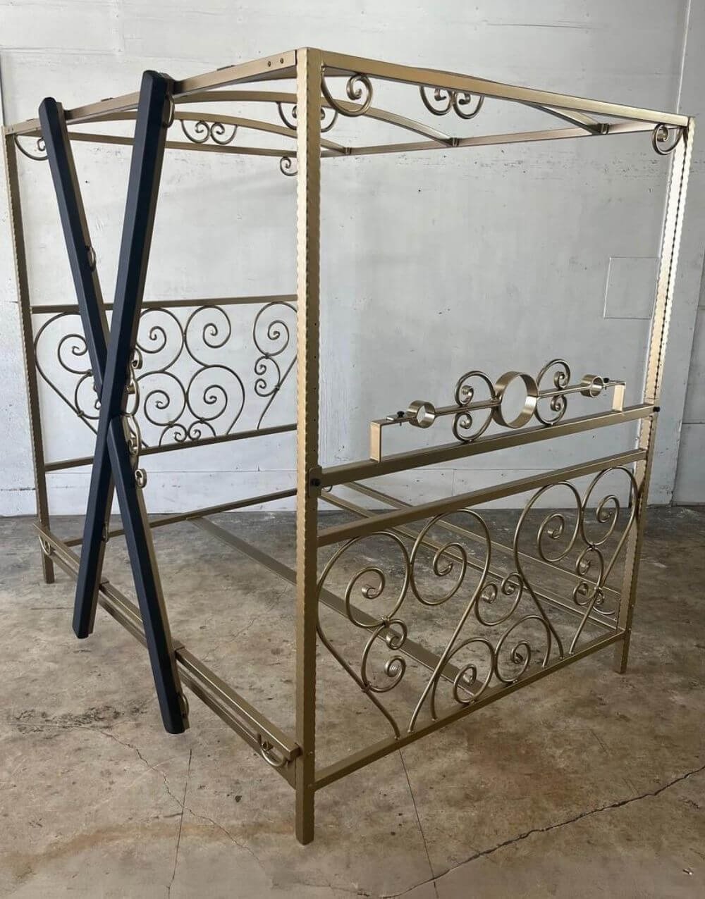 Scroll Bed in Spanish Gold: Premium BDSM Furniture | Metalbound