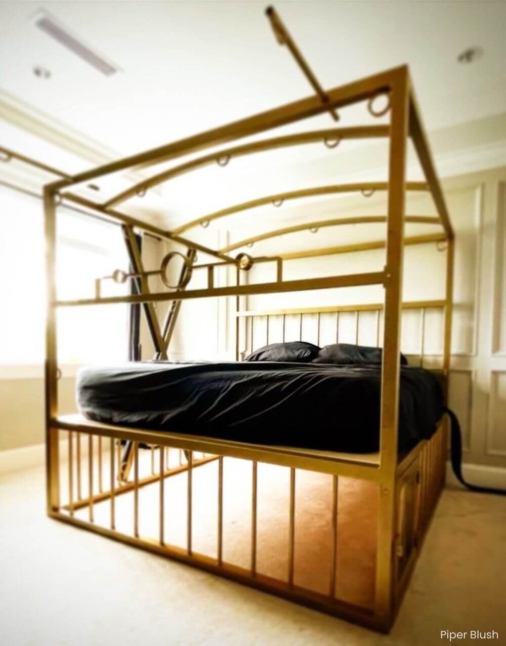 Lilith Bed in Spanish Gold: BDSM Furniture by Metalbound
